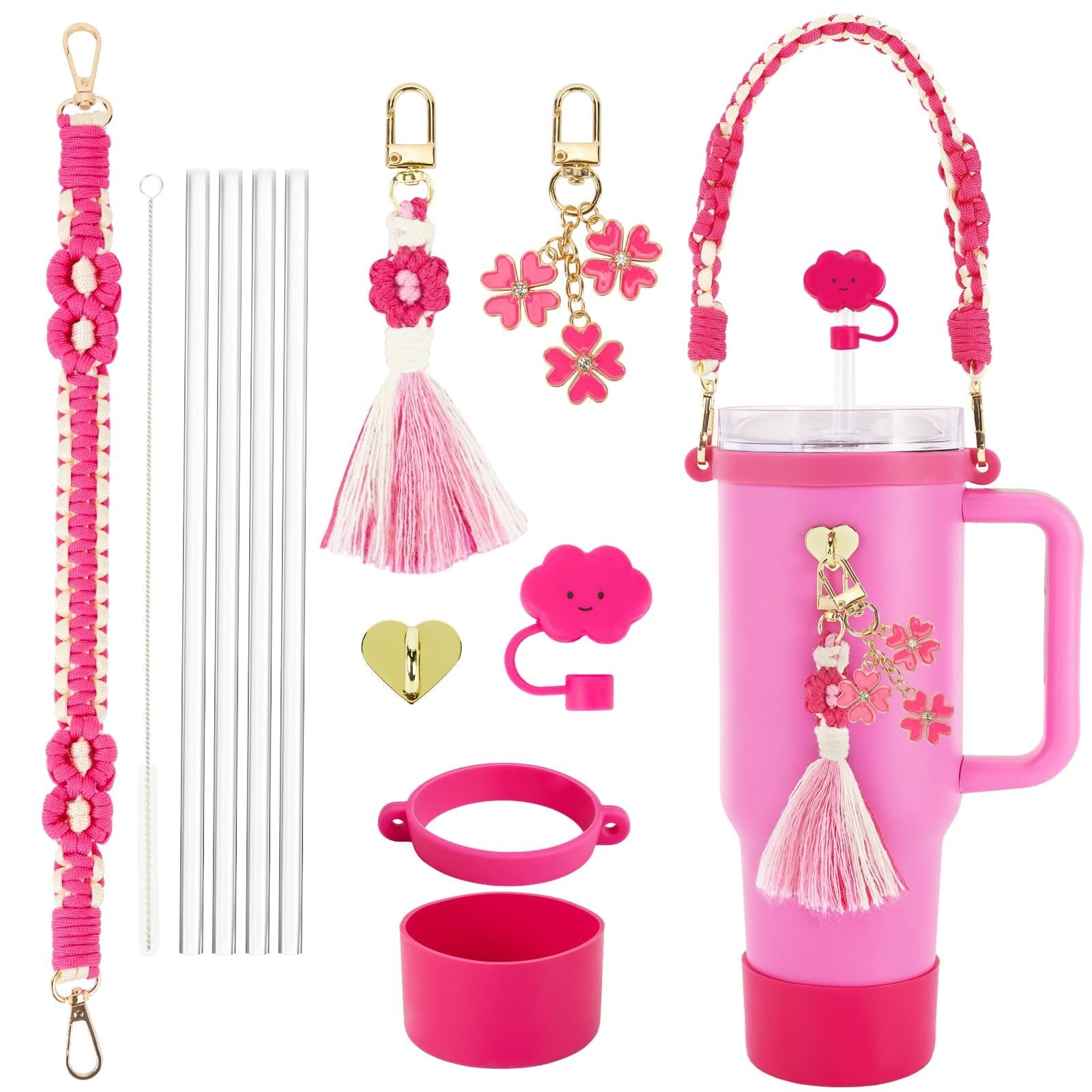 Accessories Set for Stanley Cup,Paracord Handle Strap Carry for Simple ...