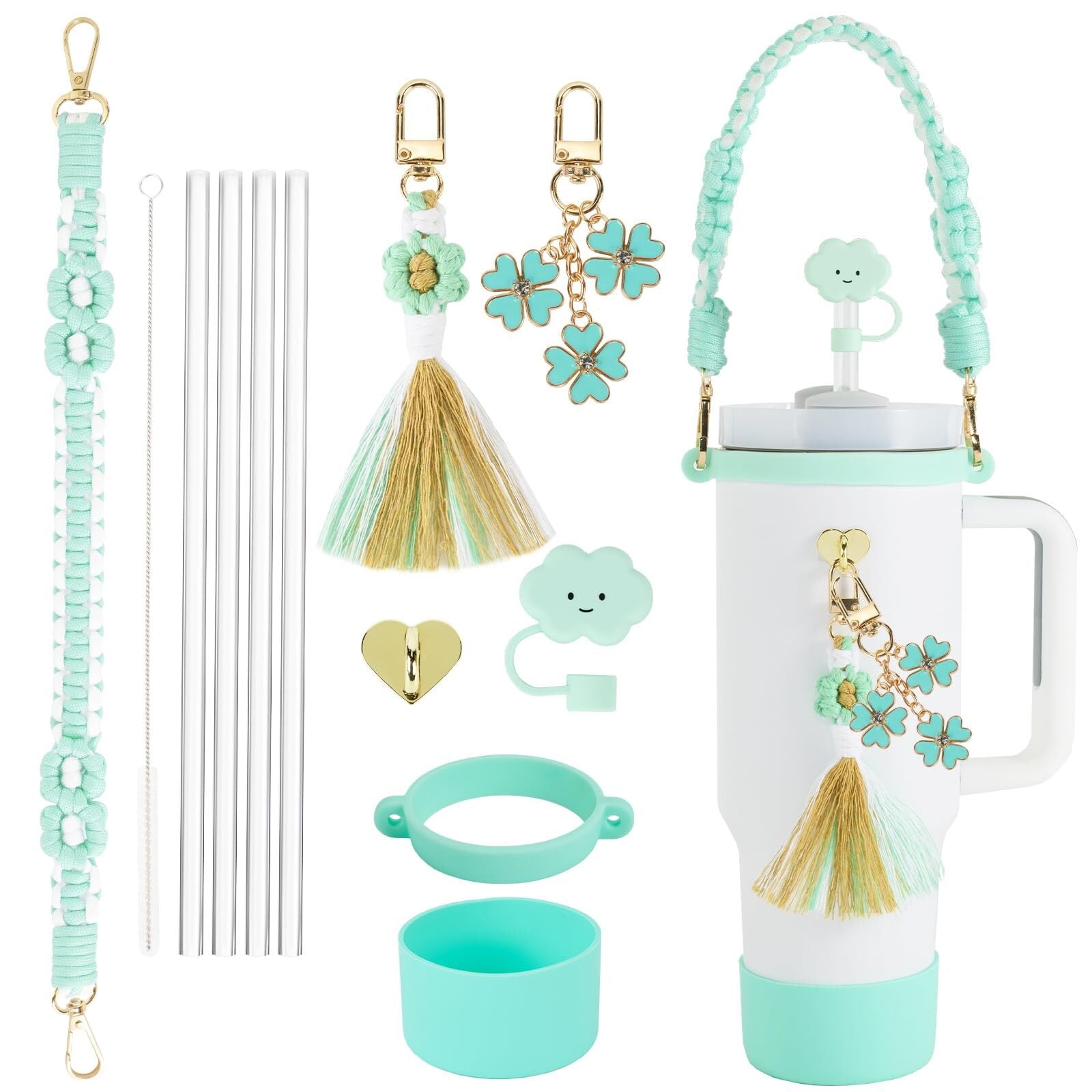 Accessories Set for Stanley Cup,Paracord Handle Strap Carry for Simple ...