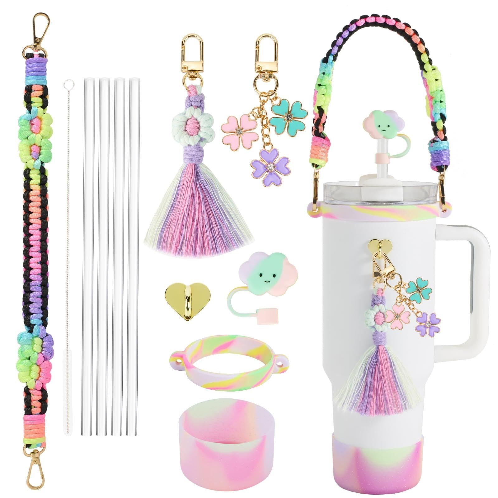 Accessories Set for Stanley Cup,Paracord Handle Strap Carry for Simple ...