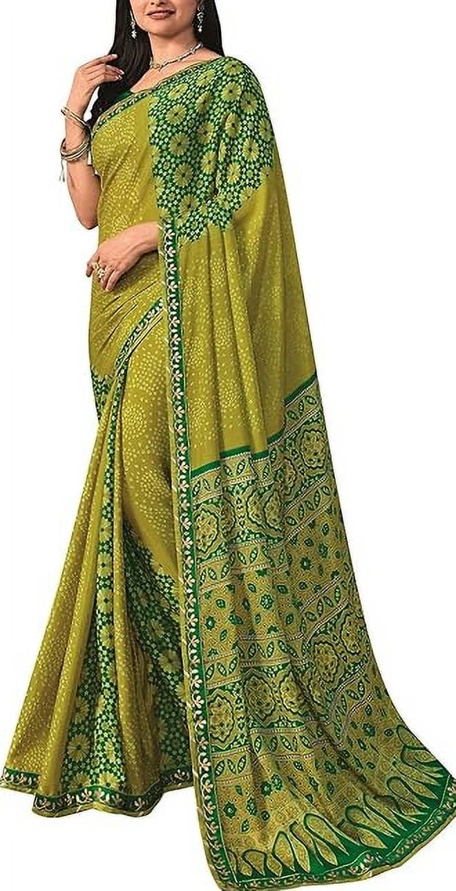 Accessorize Kingdom Moss Silk Bandhej Bandhani Printed Sarees For Women ...