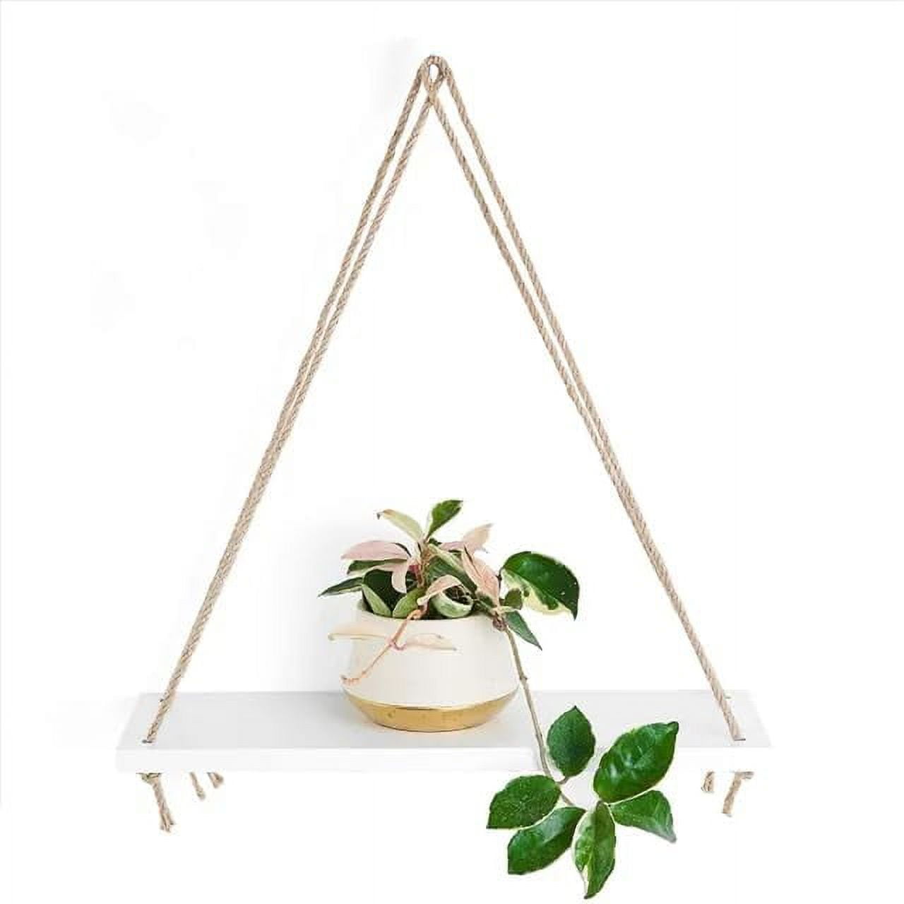 Accessorize Kingdom Wood Wall Hanging Rope Shelves White Rope Hanging ...