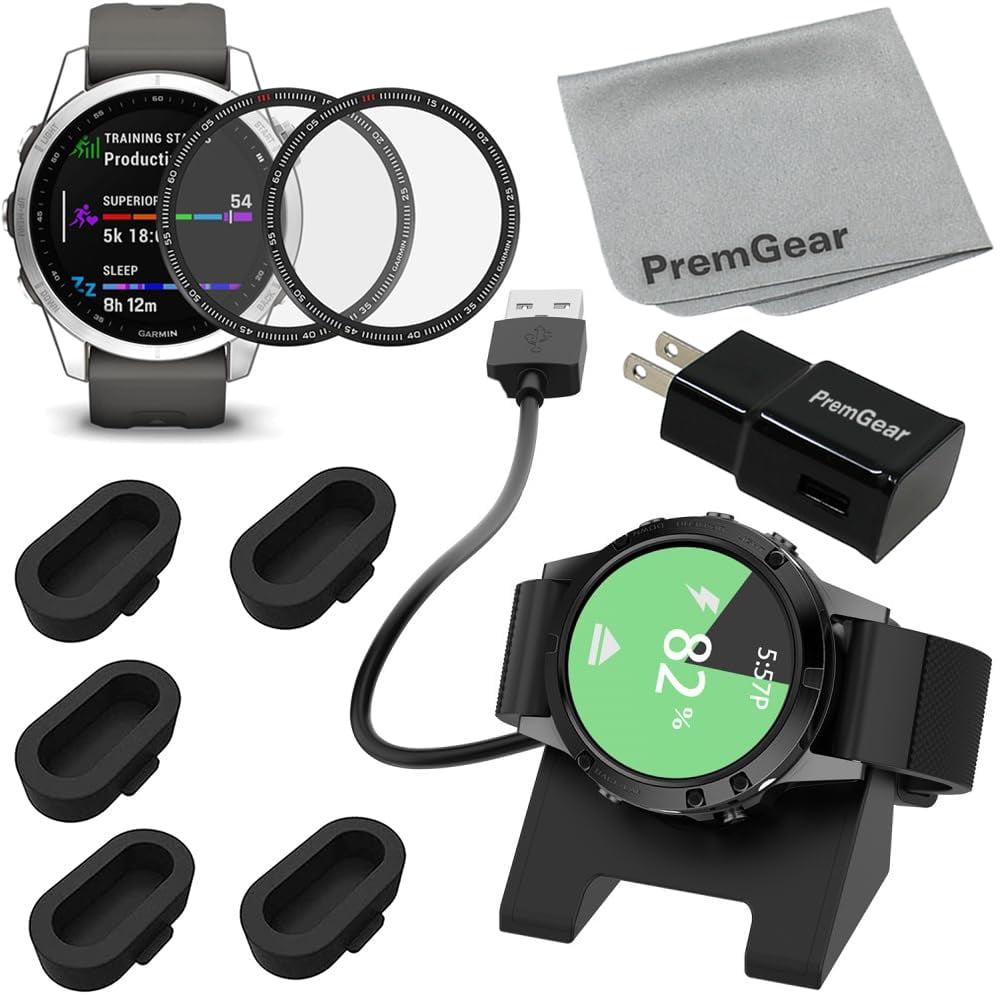 Accessory Bundle for Garmin Fenix 7S Smartwatch, Includes: Charger Dock ...
