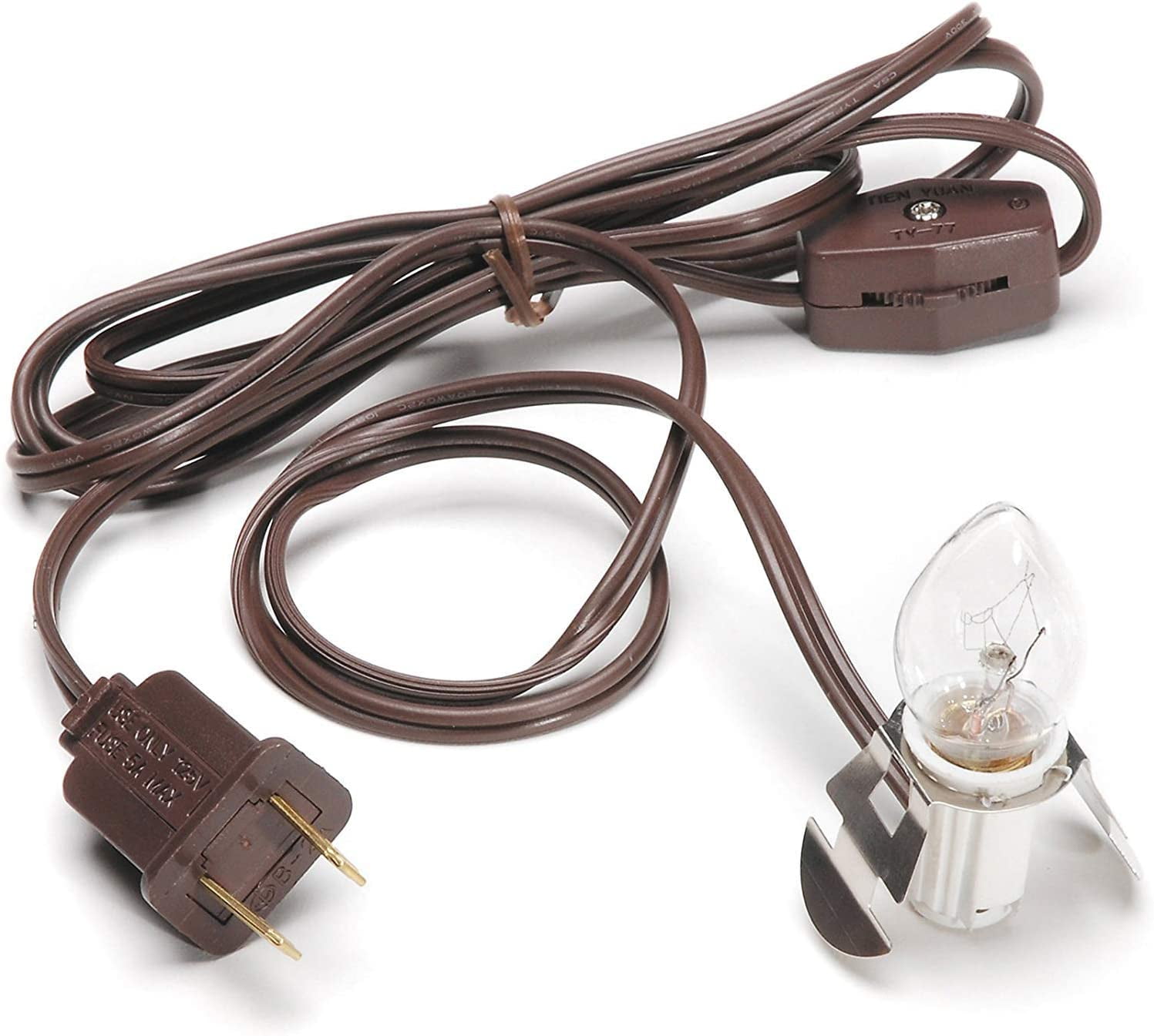 Accessory Cord with One Bulb Light, 6’ Cord, Brown – Single Bulb ...