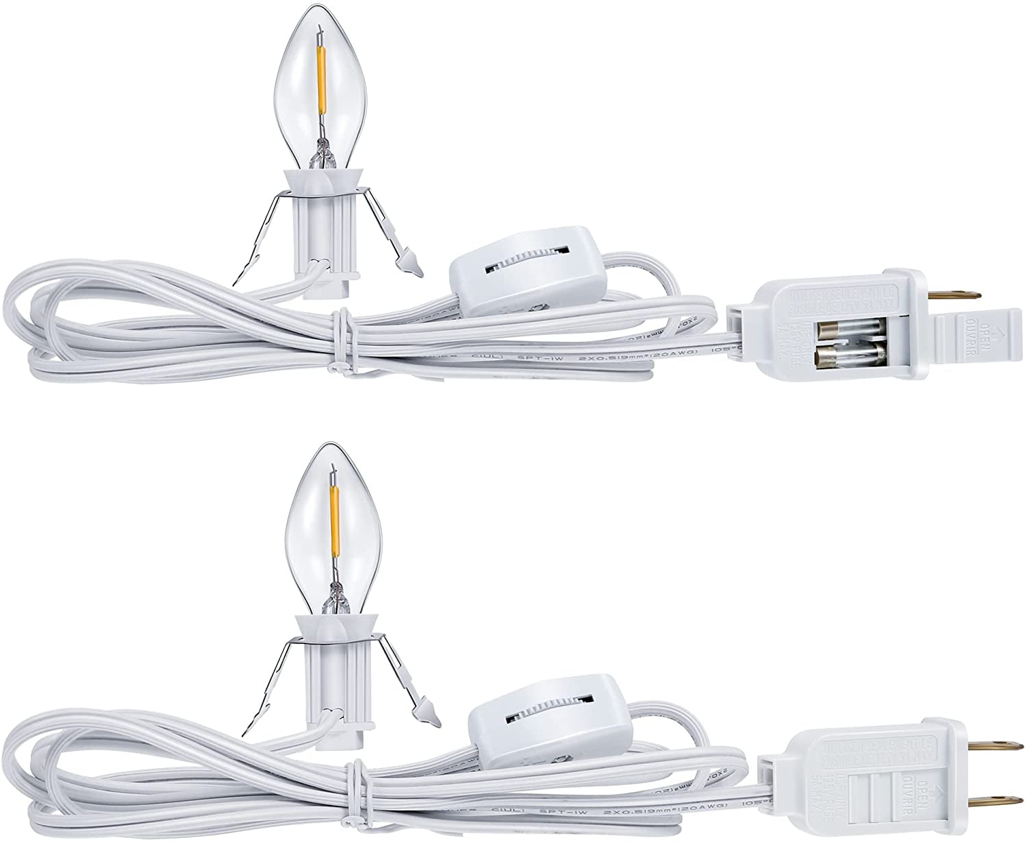 Accessory Cord with LED Light Bulb: 6ft UL Listed White Lamp Cord with ...