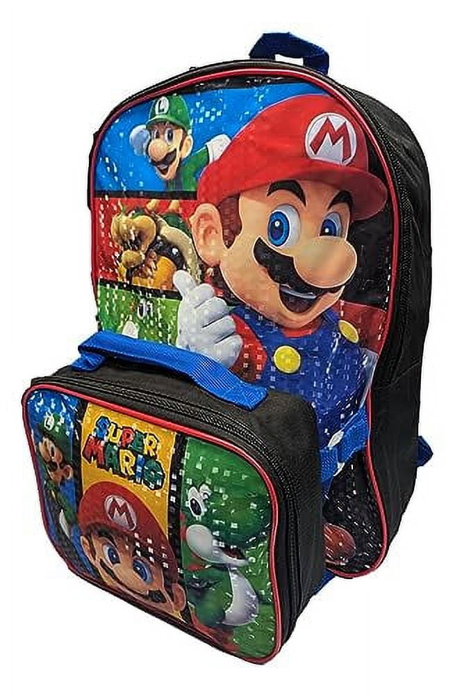 Accessory Innovations Mario Luigi Bros Full Size 16 Inch Backpack with Detachable Lunch Box ...
