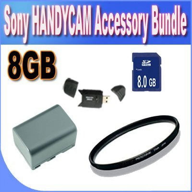 Accessory Kit for Sony Handycam Camcorders, NP-FV70, 8GB SD Card, Card ...