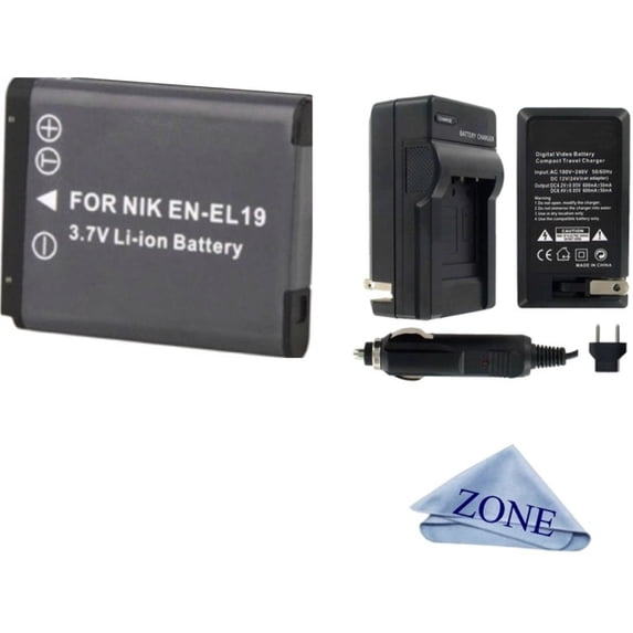 Rechargeable Nikon EN-EL19 Battery and Charger Pack for Coolpix S ...