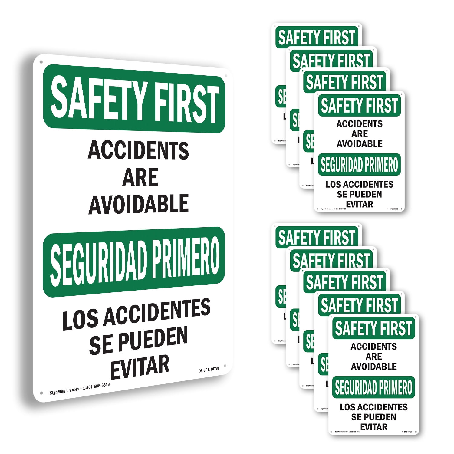Accidents Are Avoidable Bilingual OSHA SAFETY FIRST Aluminum Sign 24 ...