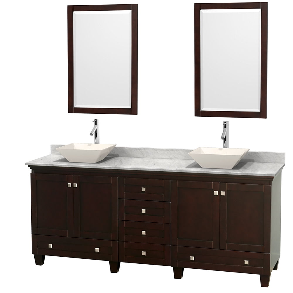Acclaim 80 inch Double Bathroom Vanity in Espresso, White Carrera ...