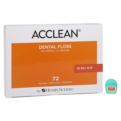 Acclean Dental Floss, Nylon, Waxed, 12 Yards, Mint Flavor, Patient Size ...