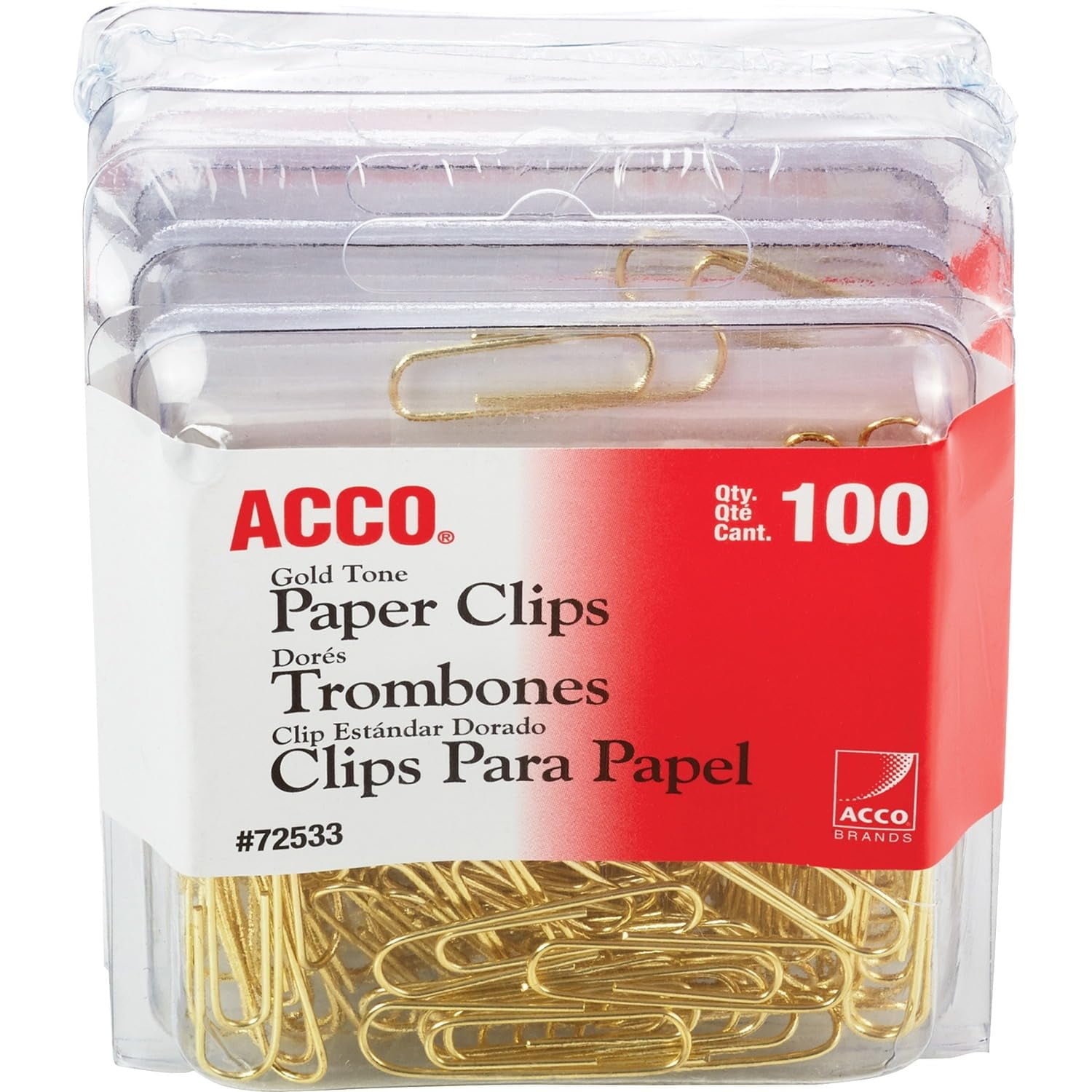ACCO Gold Tone Clips, Smooth Finish, 2 Size, 100/Box, 4-Pack (400 Clips ...