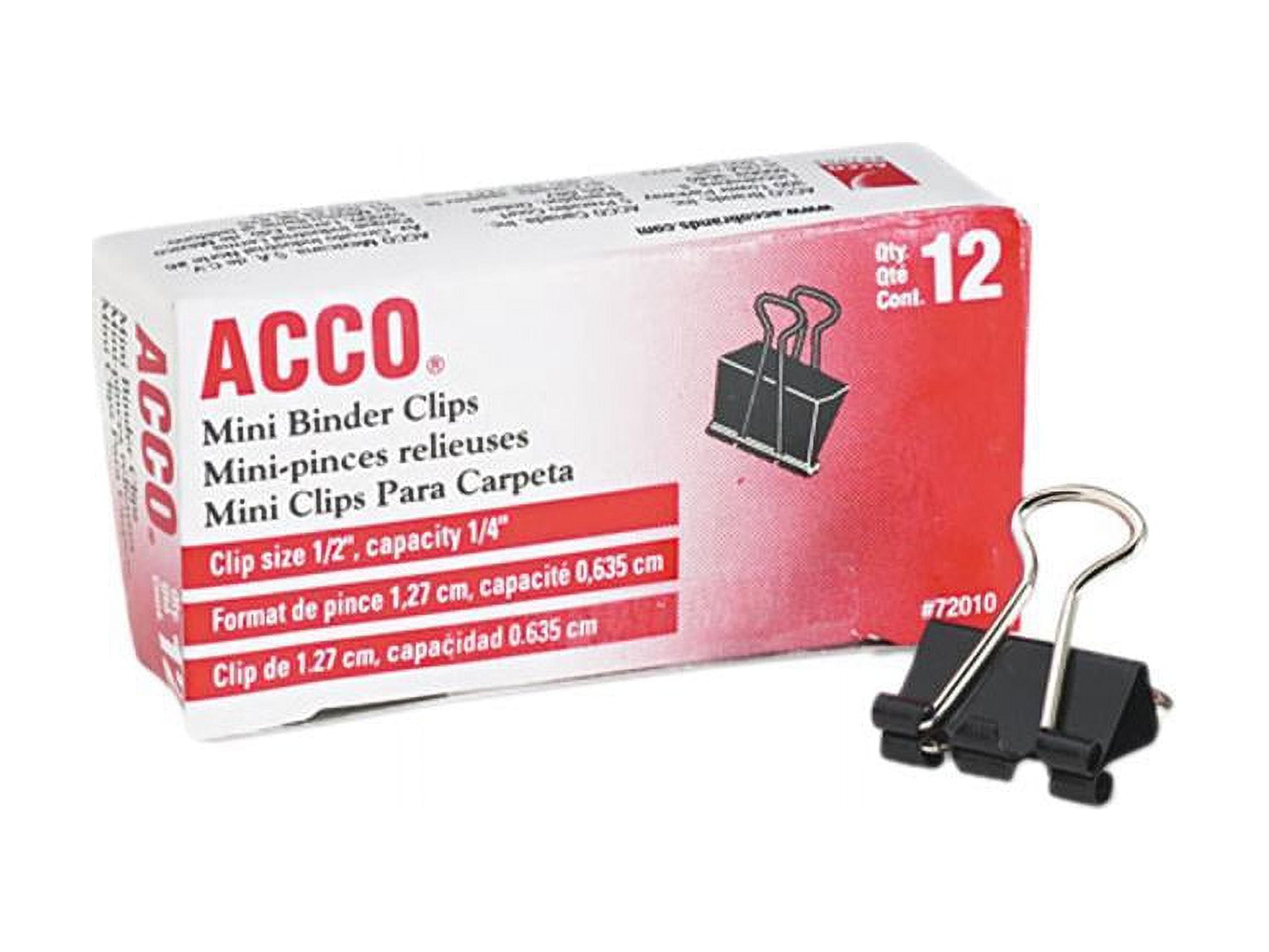 Acco Brands, Inc. Mini Binder Clips, Steel Wire, 1/4'' Capacity, Dozen ...