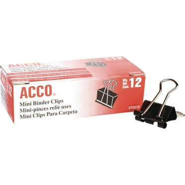 ACCO Small Binder Clips, Black, 12 Count (A7072020) - Walmart.com