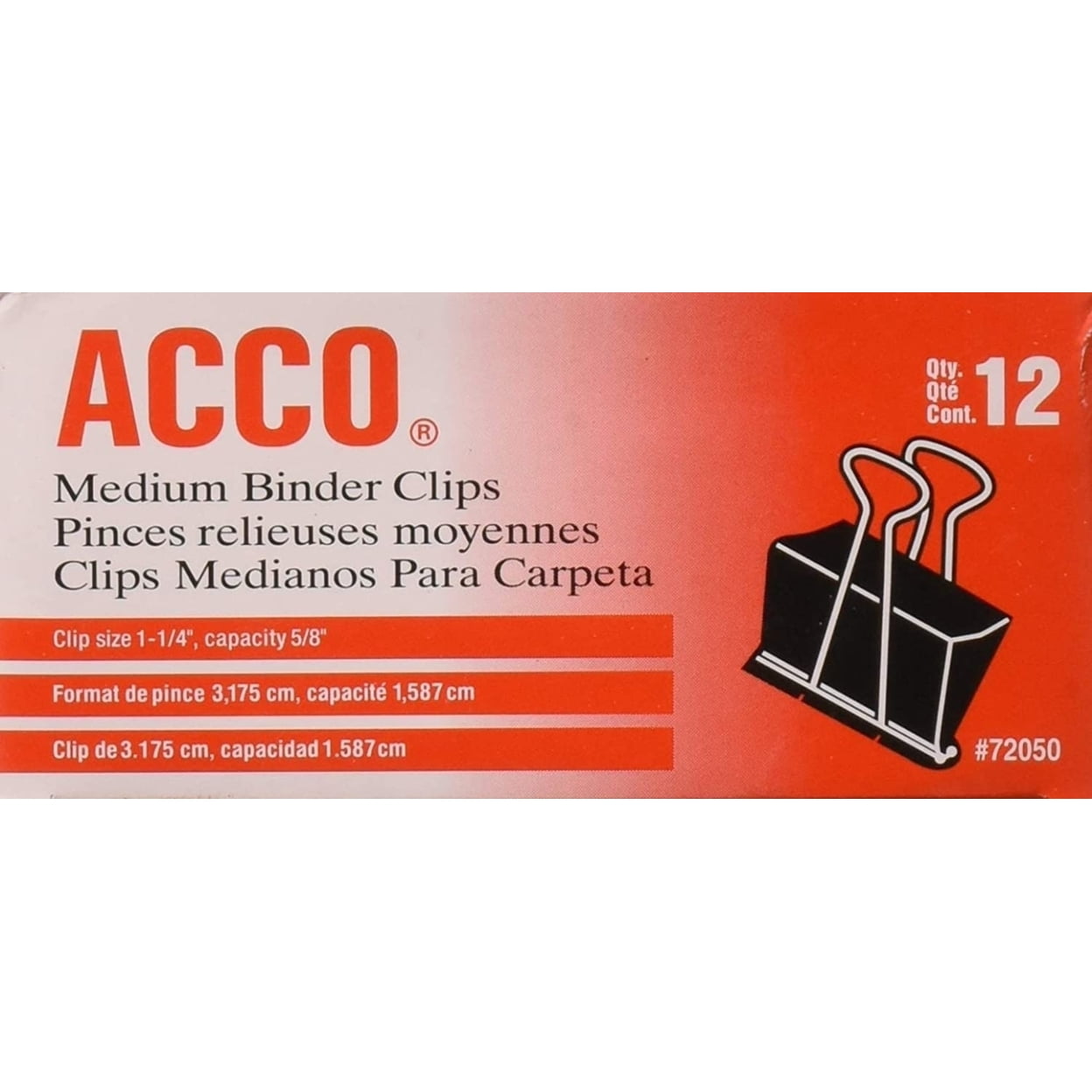 Acco Medium Size Binder Clips - 12 Count Boxes with Strong Hold ...