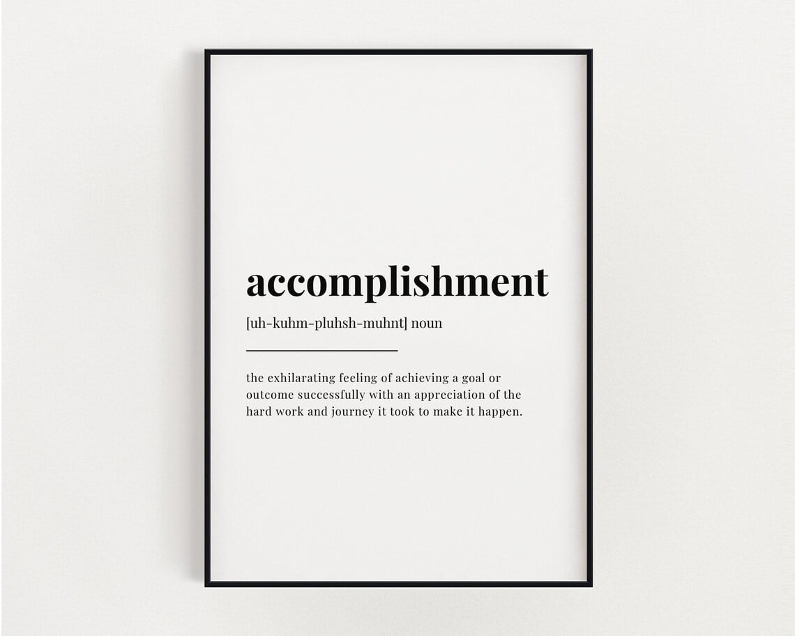 Accomplishment Definition Print, Wall Art Print, Accomplishment Print ...