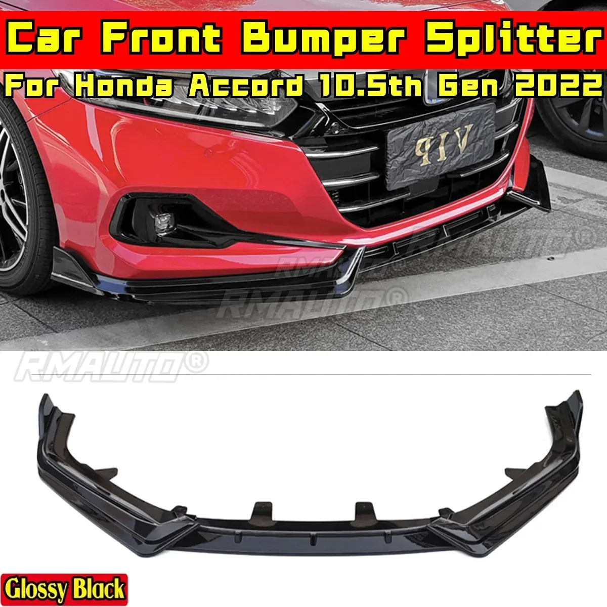 Accord Front Bumper Lip Matte Black Sport Style Bumper Splitter Body ...