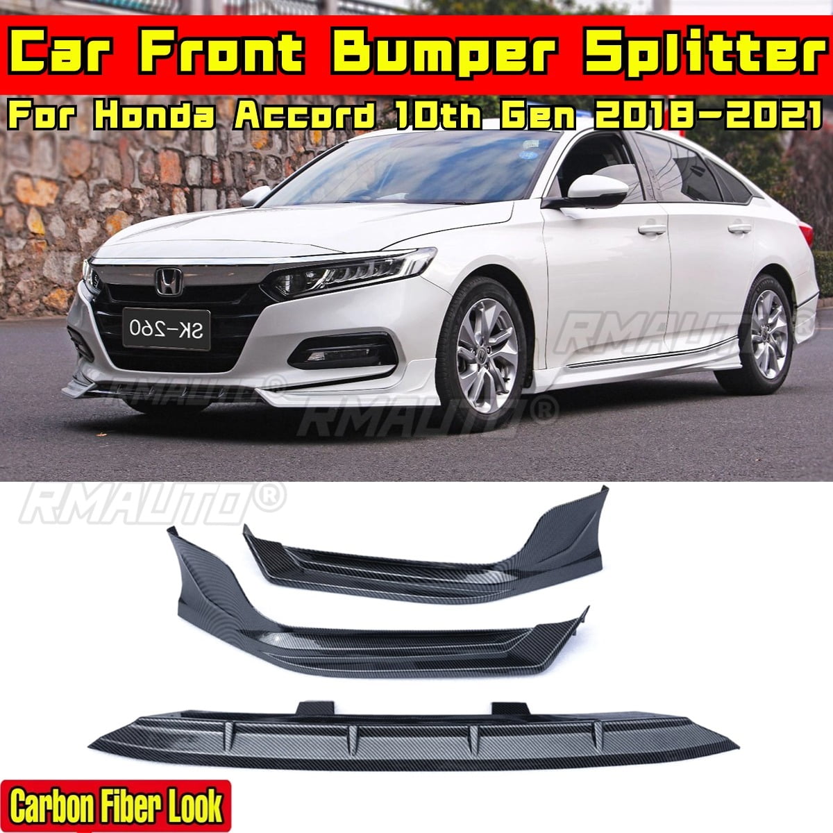 Accord Front Bumper Lip White SK-260 Style Front Bumper Diffuser Body ...