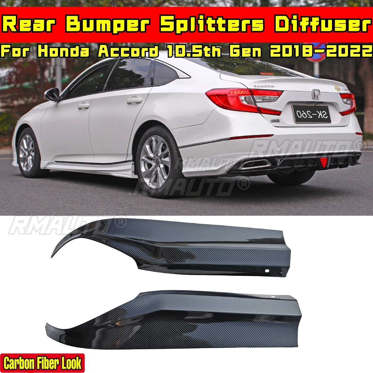 Accord Rear Bumper Lip Matte Black Rear Bumper Splitters Diffuser Body ...