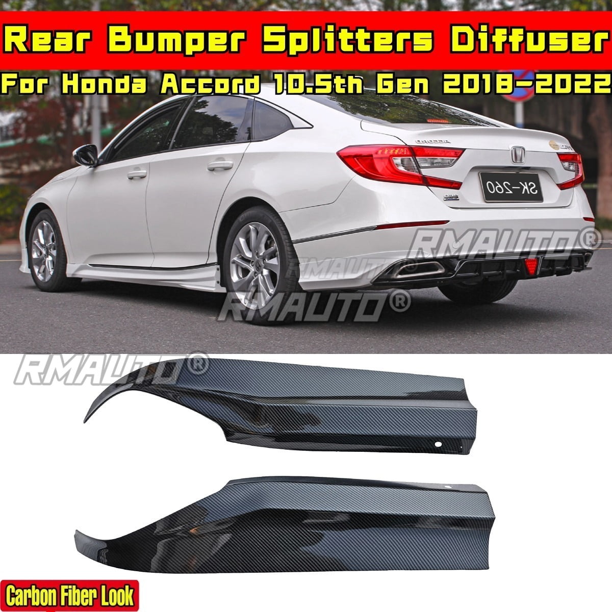 Accord Rear Bumper Lip White Rear Bumper Splitters Diffuser Body Kit ...
