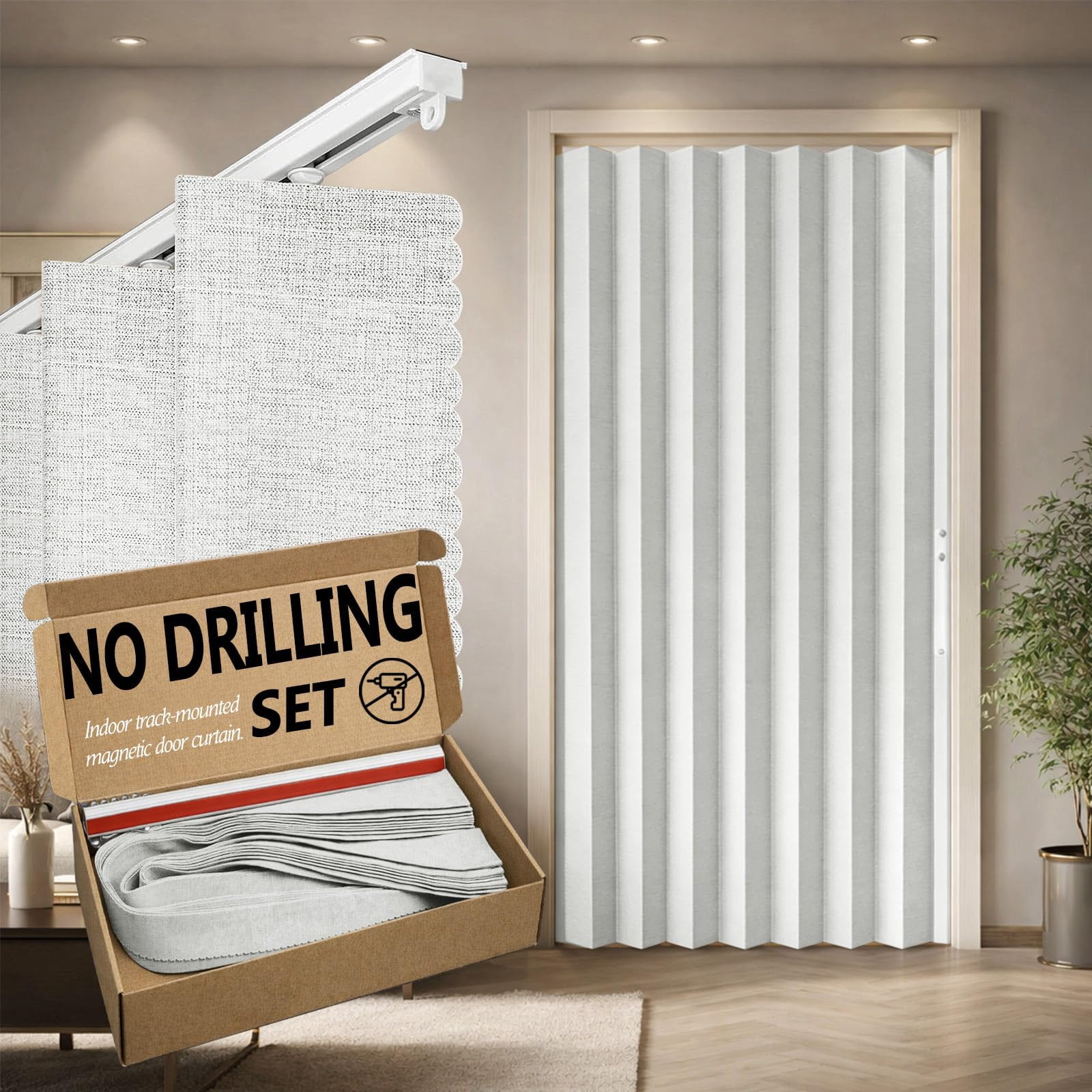 Accordian Door Curtain Install Adhesive Track Blackout Doorway Curtains ...