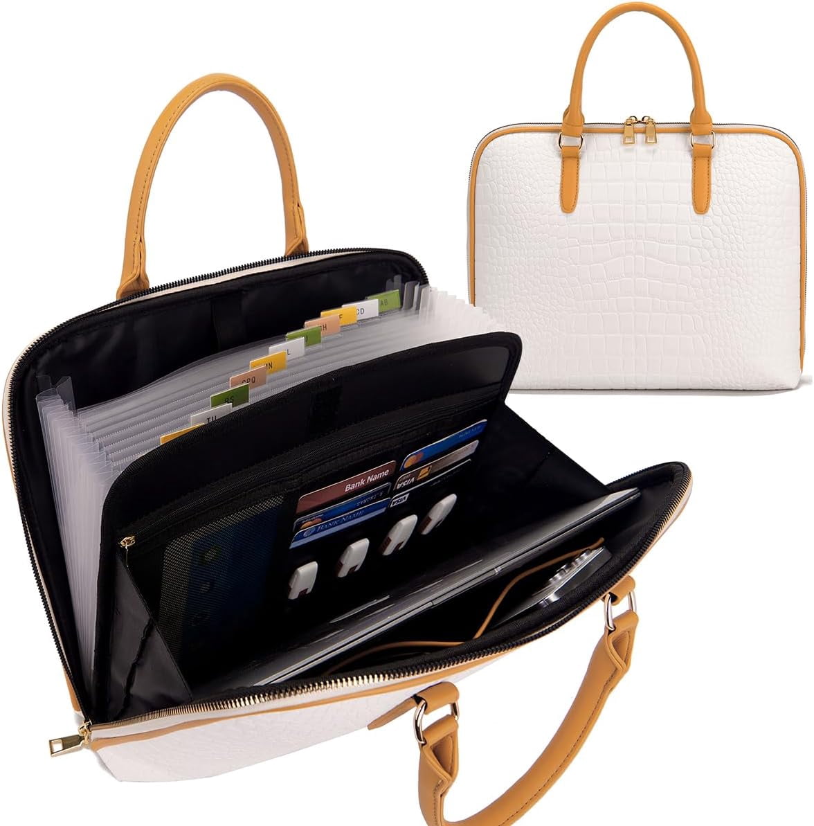 Accordian File Organizer Tote,Folder with Zipper & Labels,12 Pocket ...