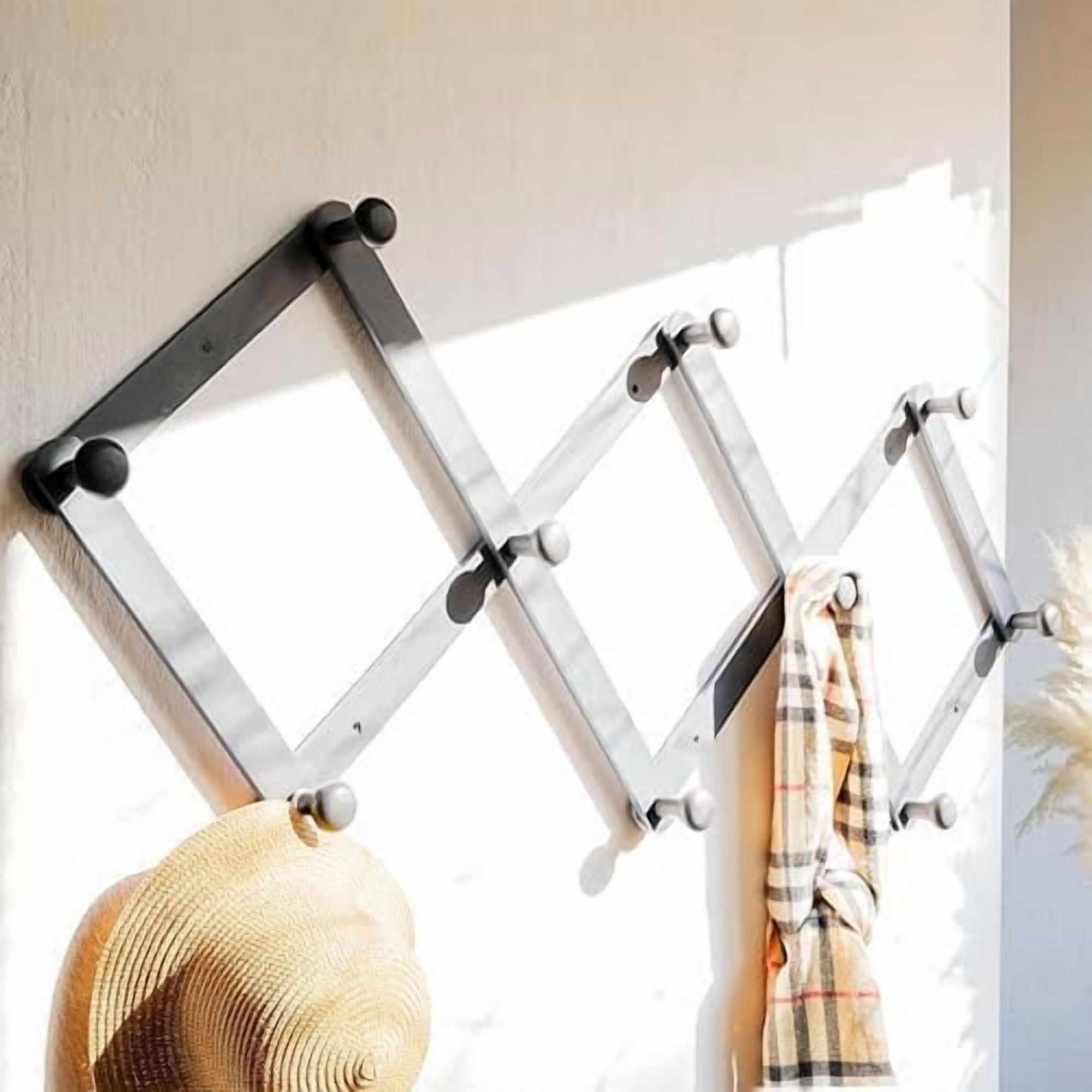 Accordian Wall Hanger: 16” High Wooden Wall Expandable Coat Rack, Hat ...
