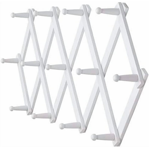 Accordian Wall Hanger: 16” High Wooden Wall Expandable Coat Rack, Hat ...