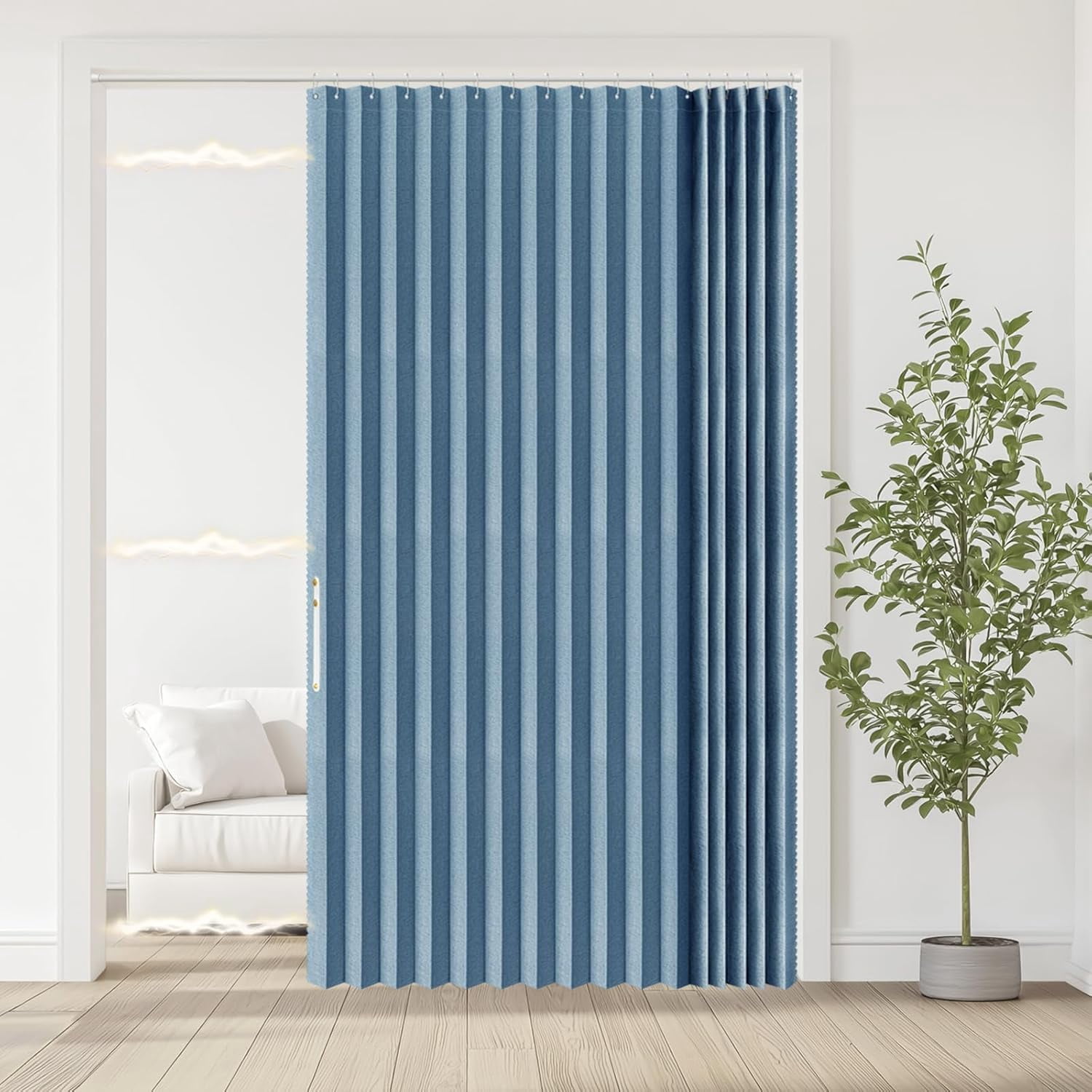 Accordion Door Curtain, 100% Blackout Magnetic Folding Doorway Curtain ...