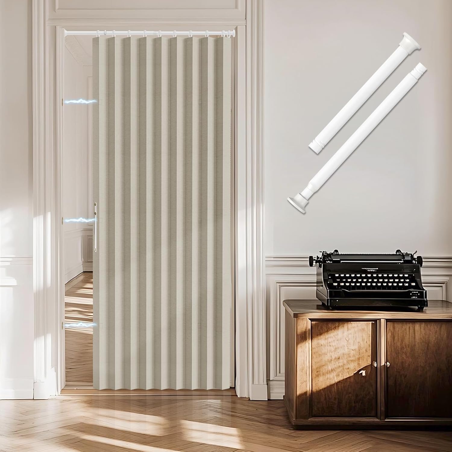 Accordion Door Curtain - 100% Light-Blocking Bedroom Door Curtain with ...