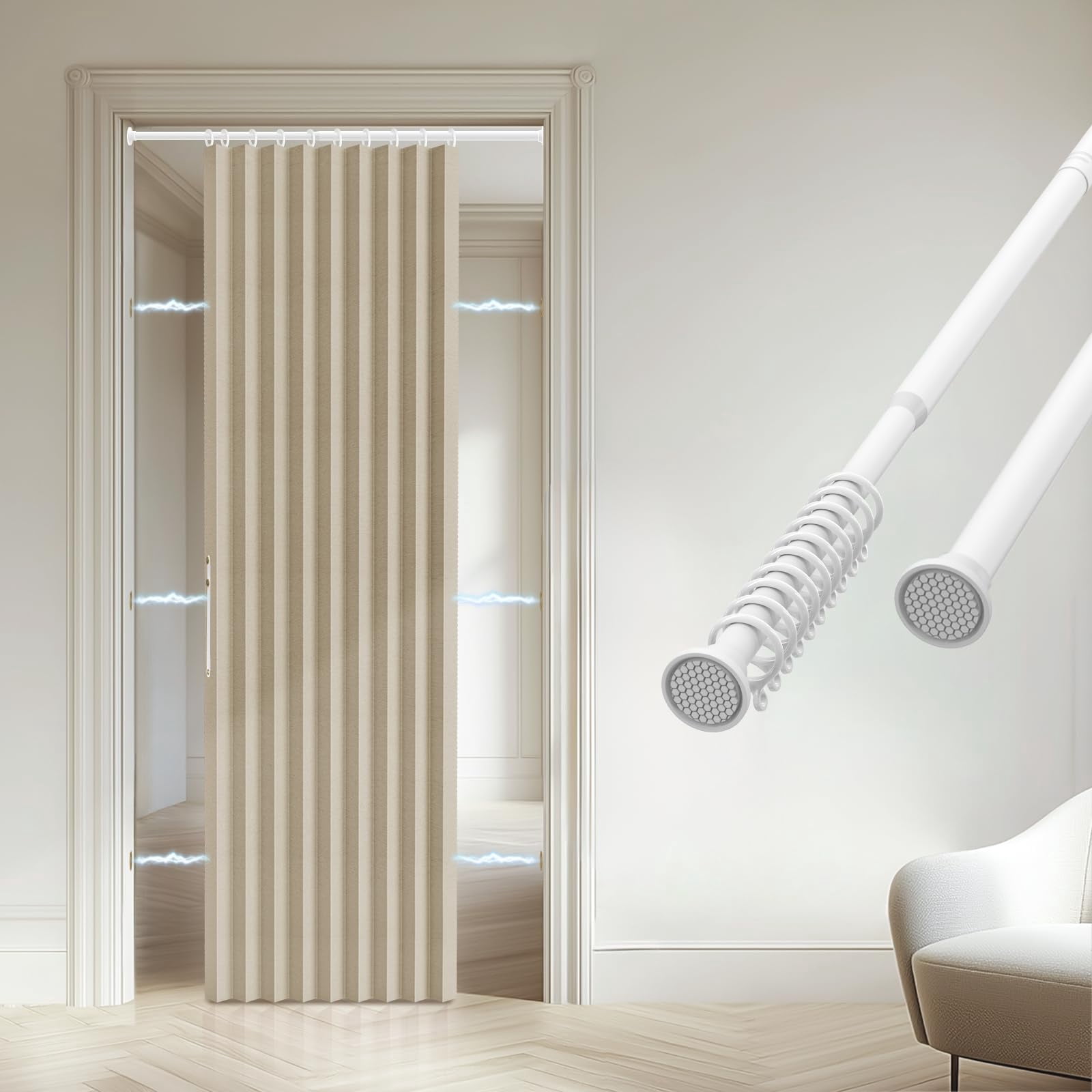 Accordion Door Curtain - Light-blocking Bedroom With Included Rod For ...