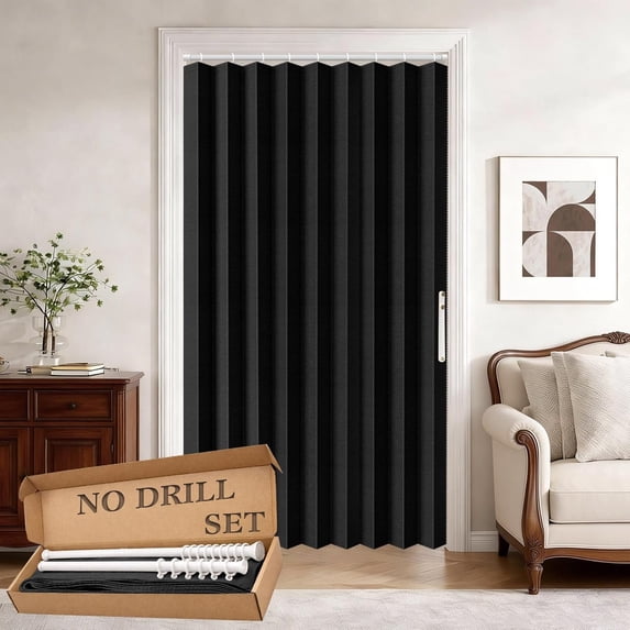 Accordion Door Curtain Set 100% Blackout with Rod Included for Bedroom ...