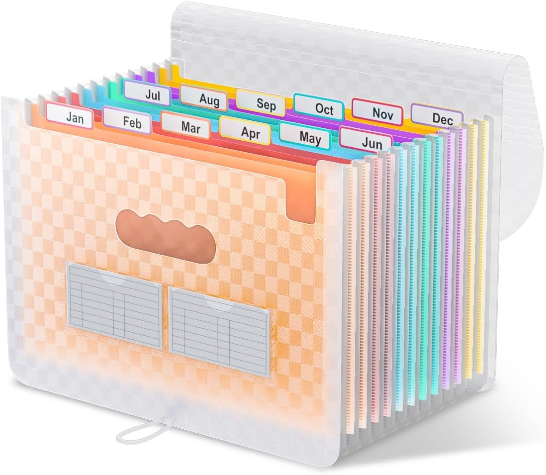 Accordion File Organizer, 12 - Pocket Expanding File Folders for Paper ...