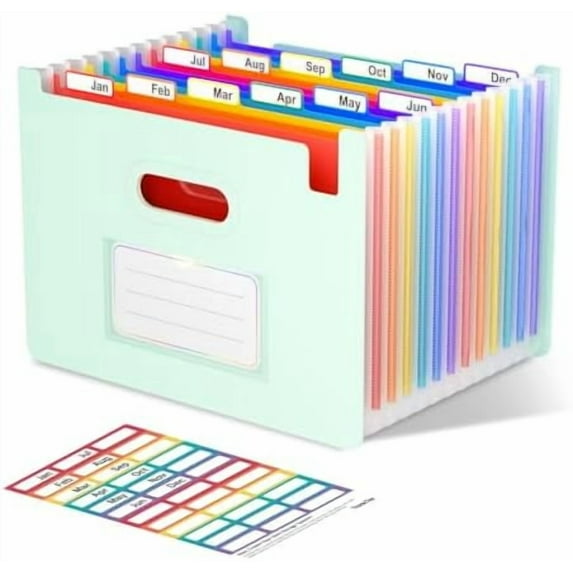 Accordion File Organizer, 12 - Pocket Expanding File Folders Upright ...