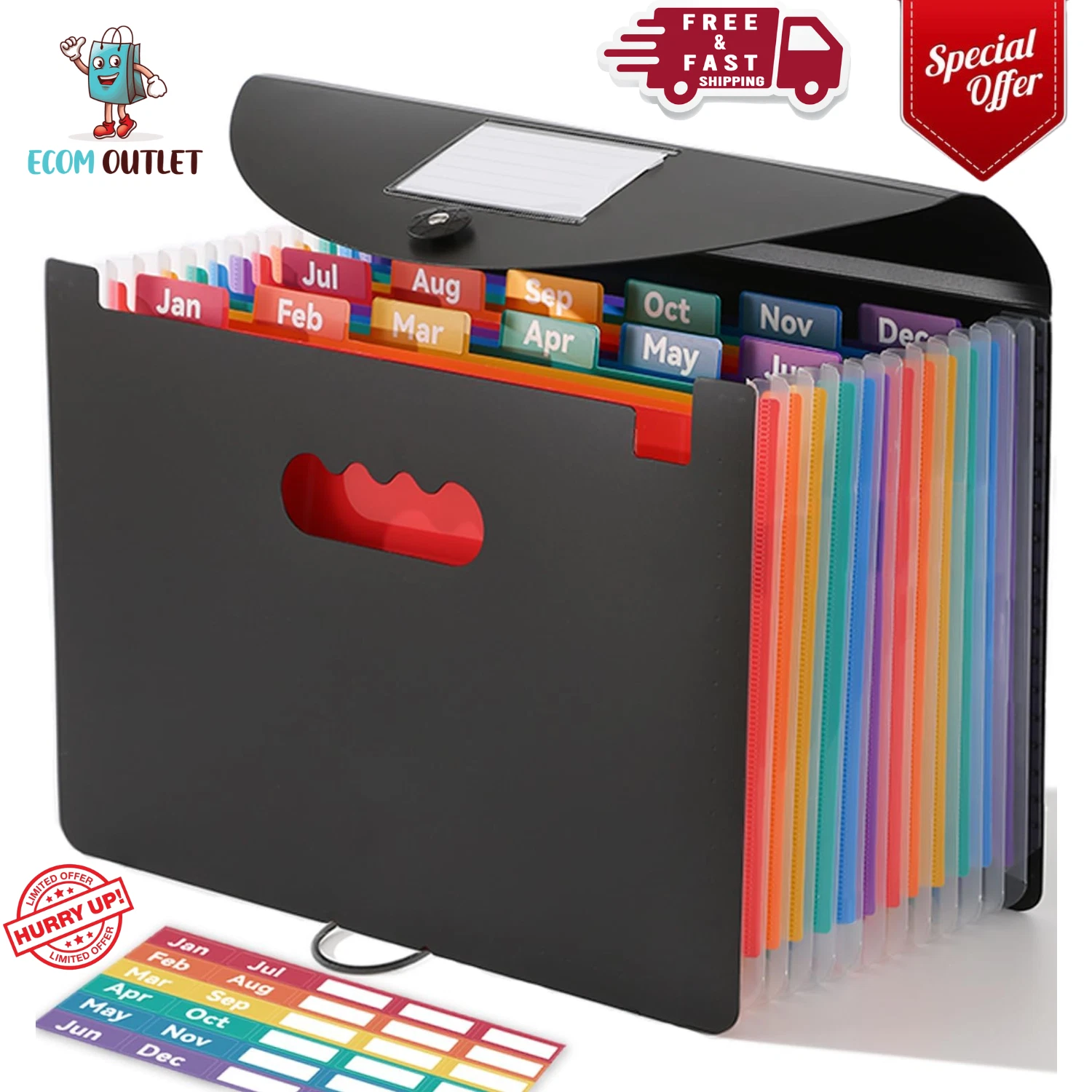 Accordion File Organizer 12 Pockets, Monthly Bill Receipt Tax Organizer ...