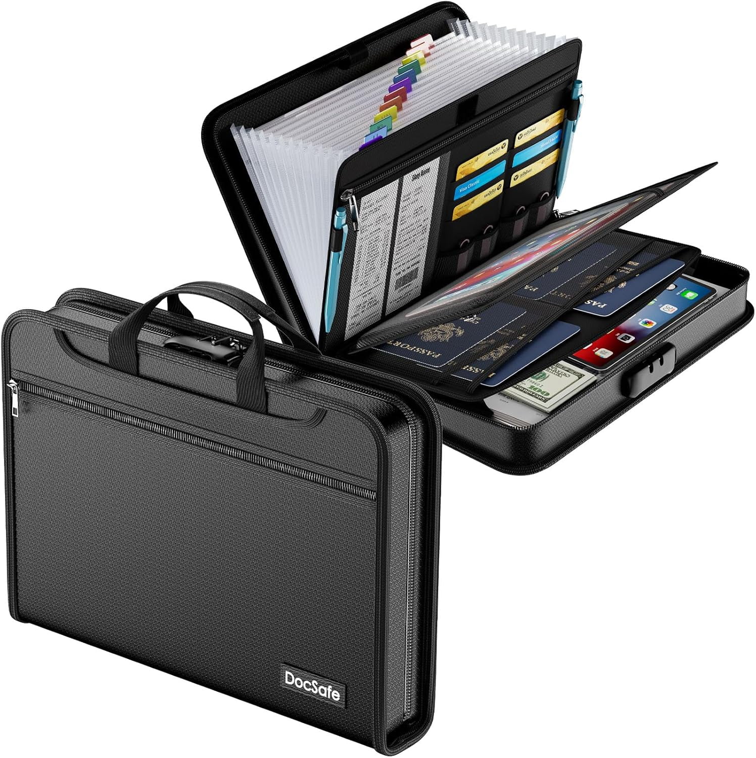 Accordion File Organizer with Combination Lock,Fireproof Water ...