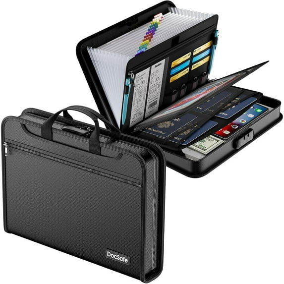 Accordion File Organizer with Combination Lock,Fireproof Water ...