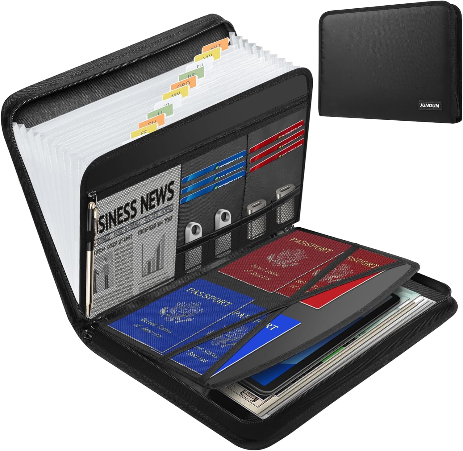 Accordion File Organizer - Fireproof Accordion Folder with Zipper ...