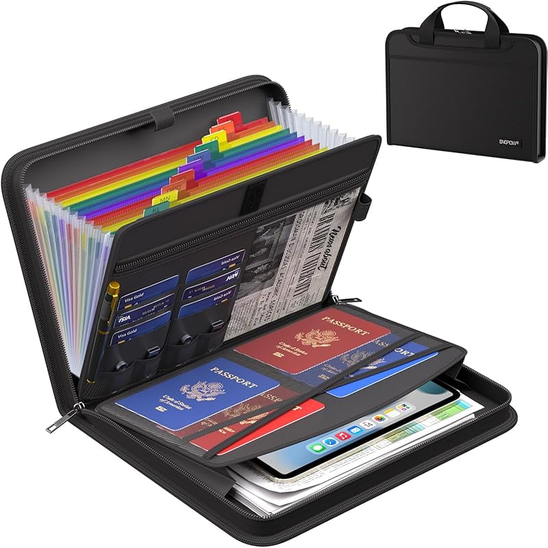 Accordion File Organizer,Fireproof Expanding File Folder with Multi ...