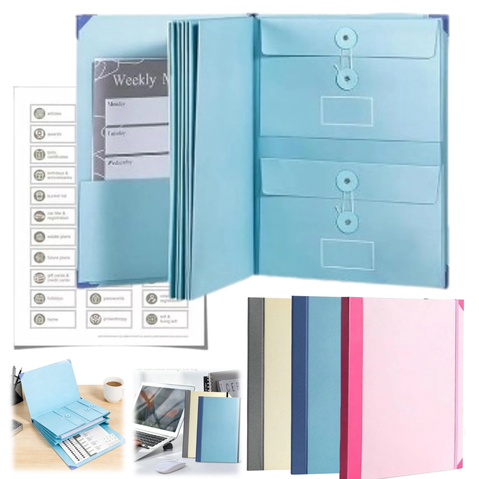Accordion File Organizer Manila Pocket Document Folder with Labeled ...