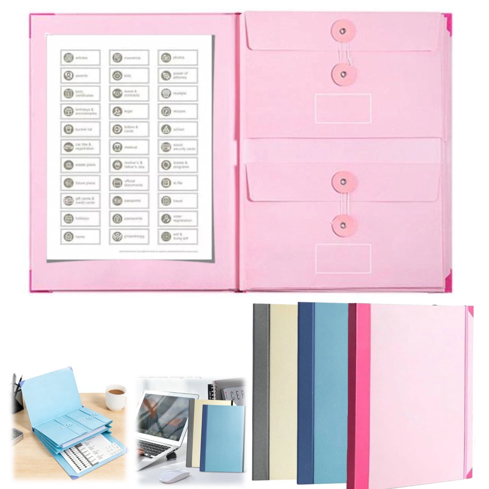 Accordion File Organizer Manila Pocket Document Folder with Labeled ...