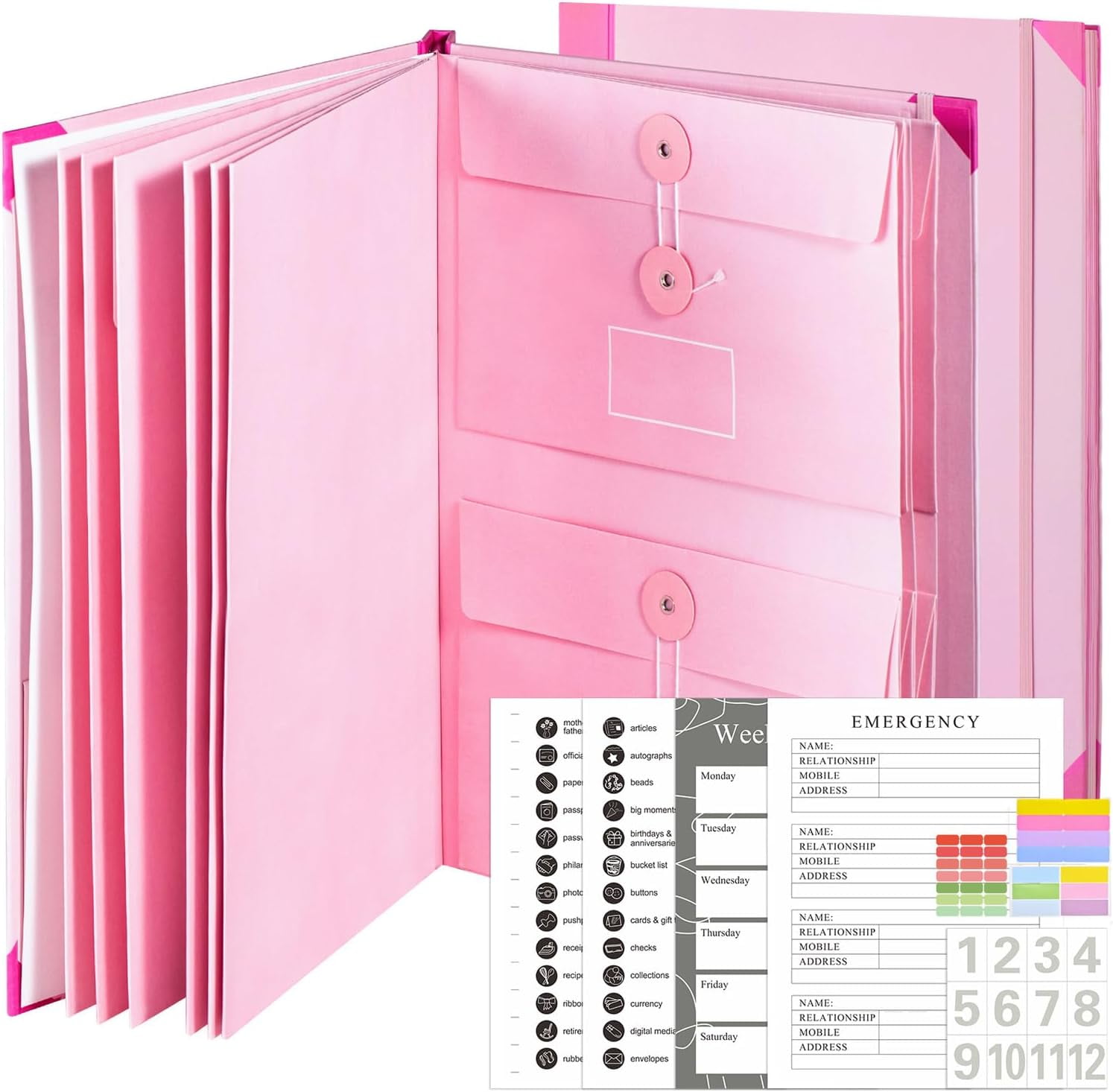 Accordion File Organizer Manila Pocket Document Folder for Passports ...