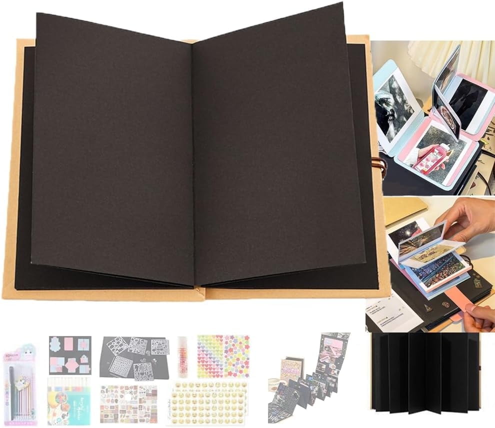 Accordion Foldable Scrapbook Album, 4.3 * 7.1in Stretchable DIY ...