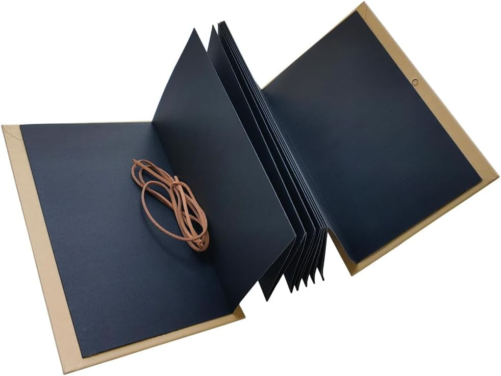 Accordion Foldable Scrapbook Album，Travel Diary, Black/Yellow Inner ...