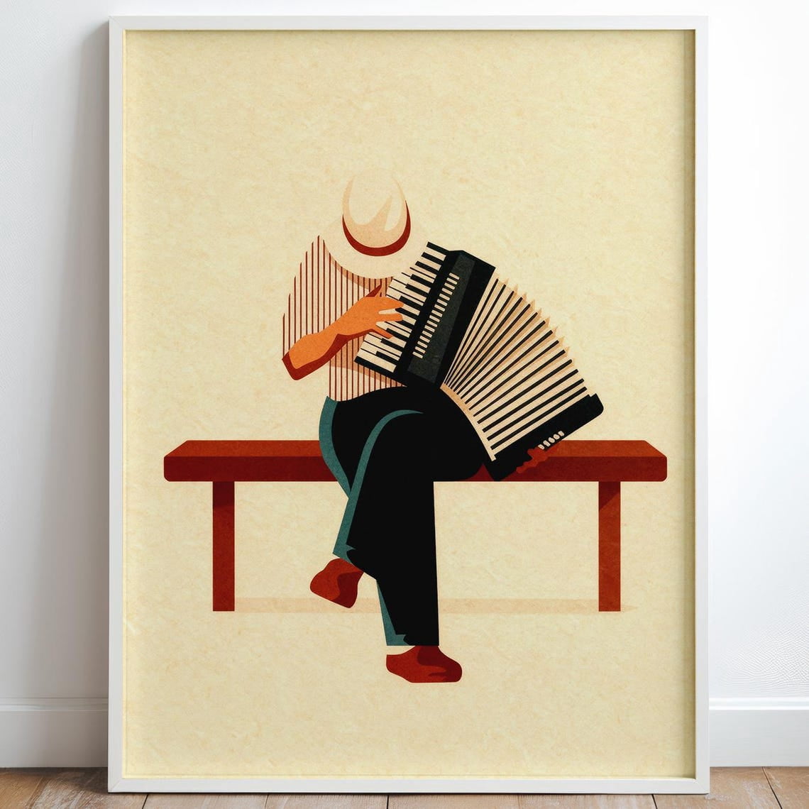 Accordion Player Art Print, Vintage Music Poster, Unframed Paper Poster ...