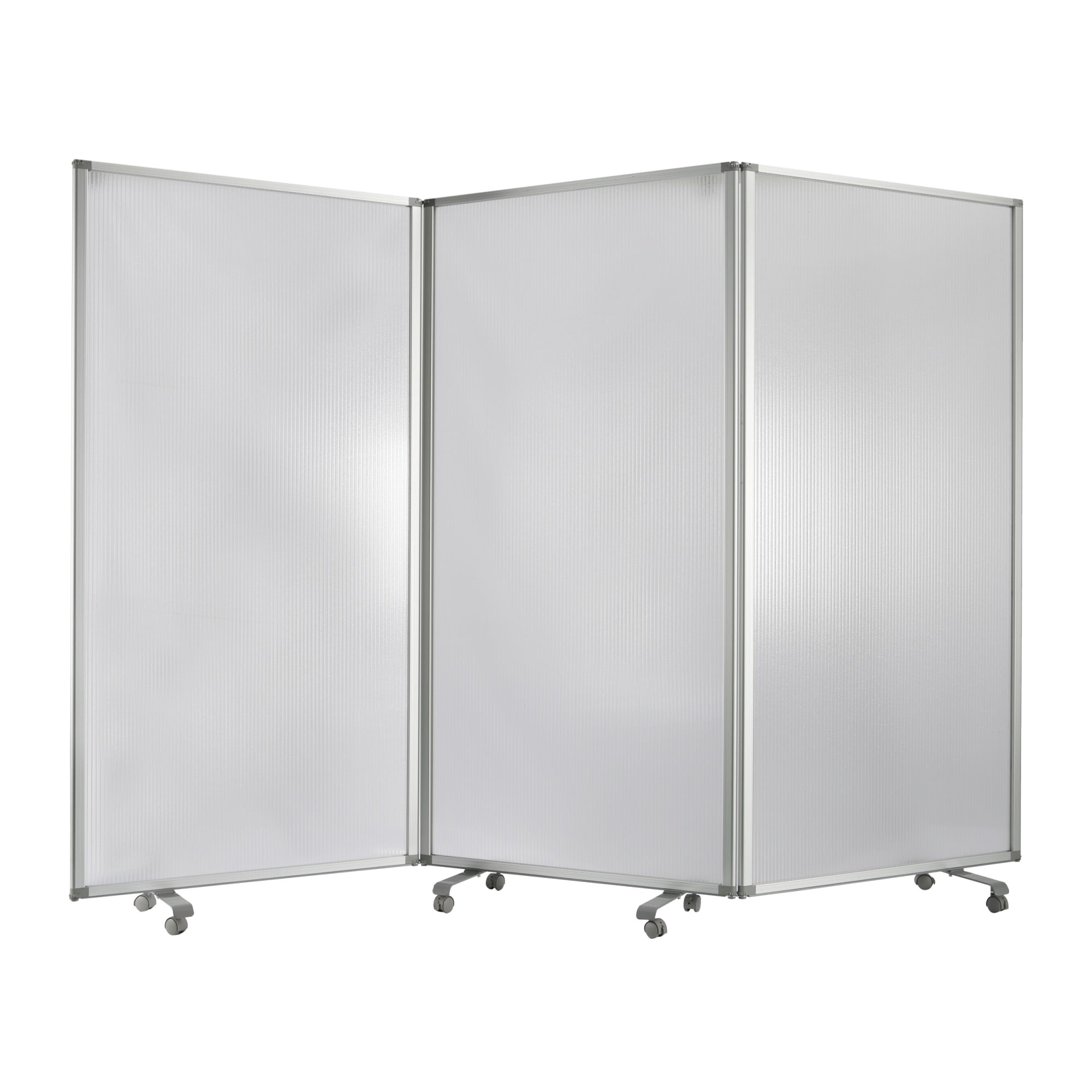 Accordion Style Plastic Inserts 3 Panel Room Divider with Casters Gray ...