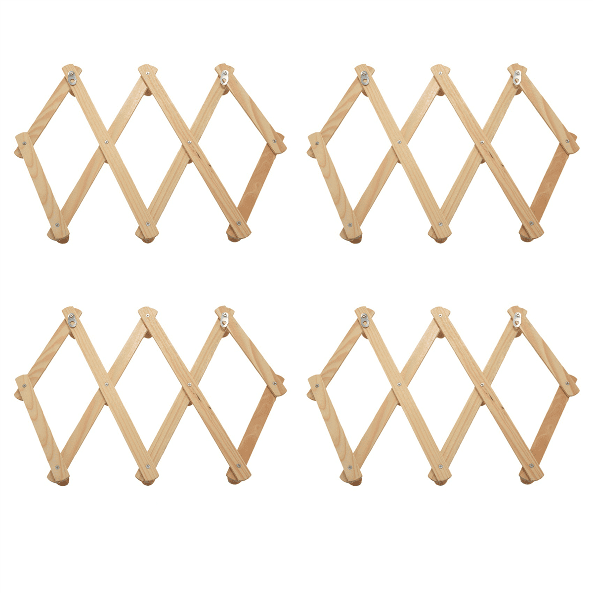 Accordion Wall Hanger 10 Hooks Pack of 4 Natural Wood Wall Mounted ...