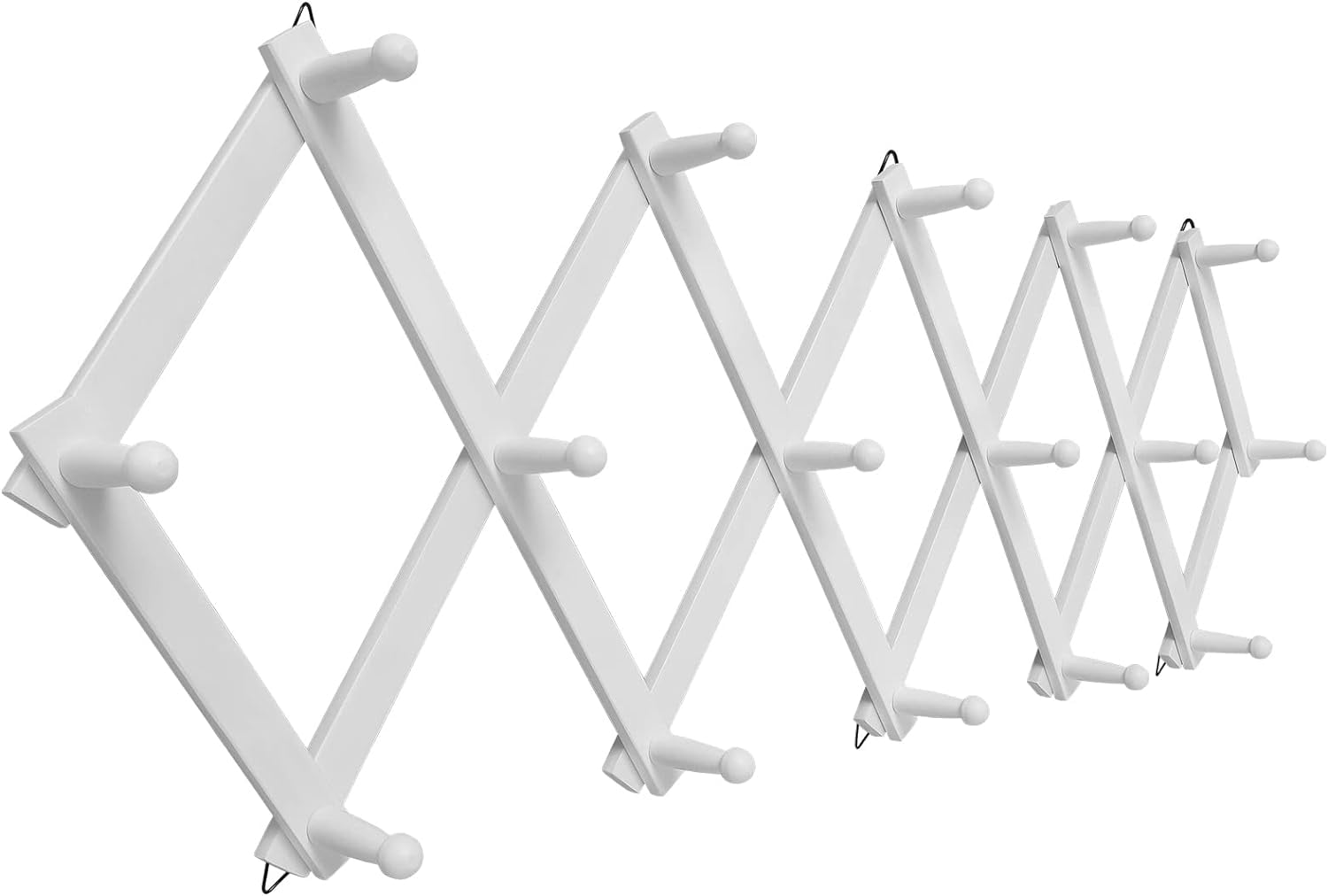 Accordion Wall Hanger with 16 Hooks, Wooden Coffee Mug Rack for Wall ...