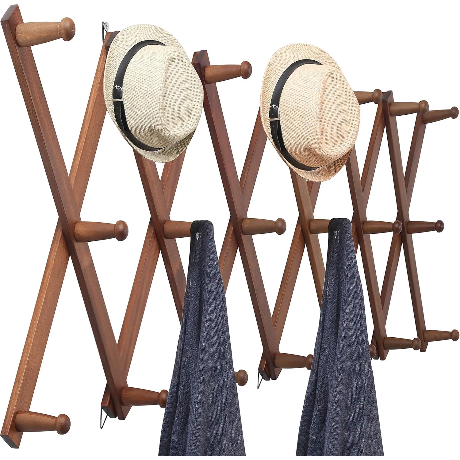 Accordion Wall Hanger,Expandable Wooden Coat Rack Wall Mounted ...