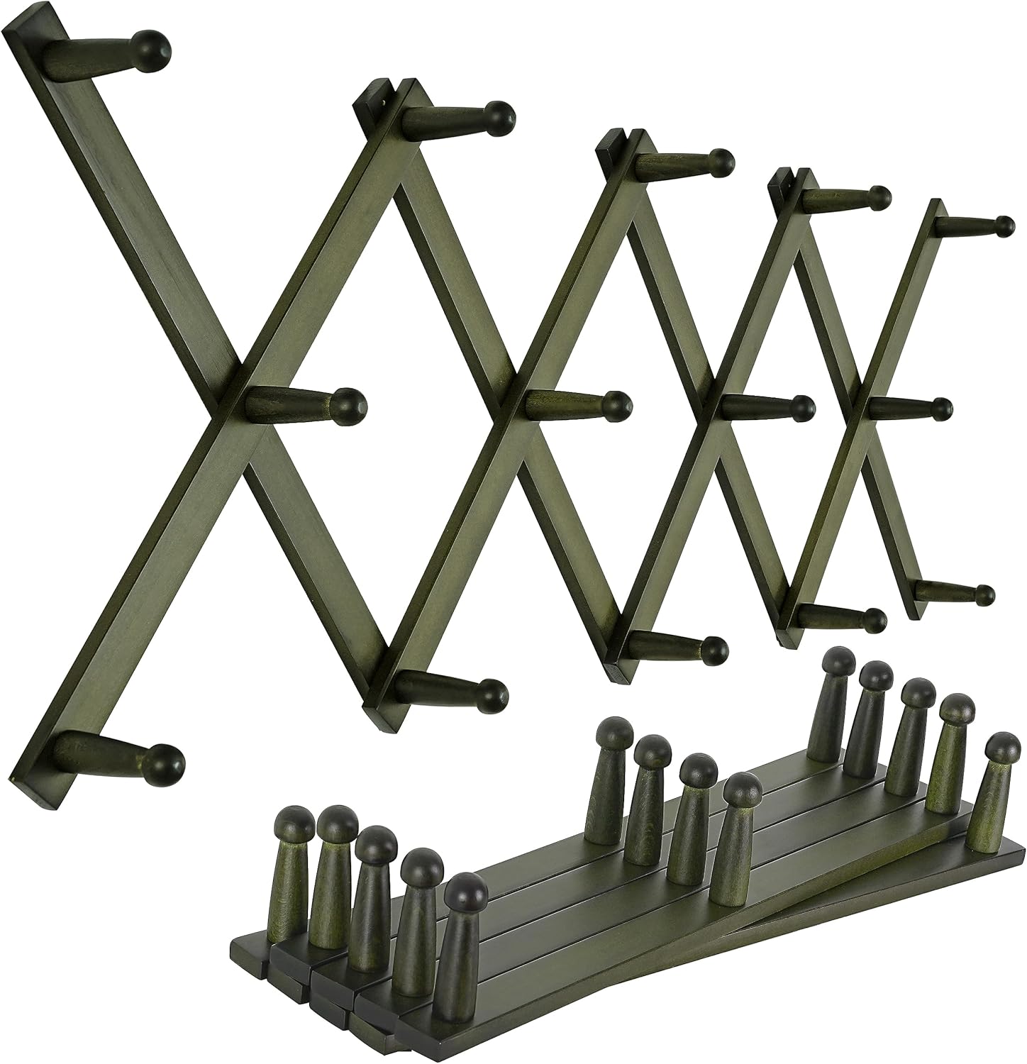 Accordion Wall Hanger, Pack of 2, Modern Expandable Coat Rack Wall Mounted, Solid Wooden Wall ...