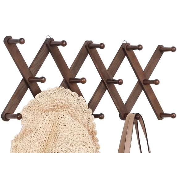 Accordion Wall Hanger with 14 Pegs, Expandable Coat Rack Wall Mount ...